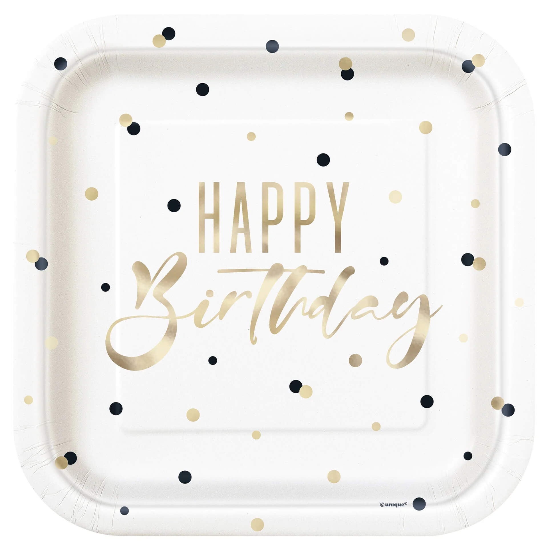 Plato 9" Gold Happy Birthday C/8 – PartyStore