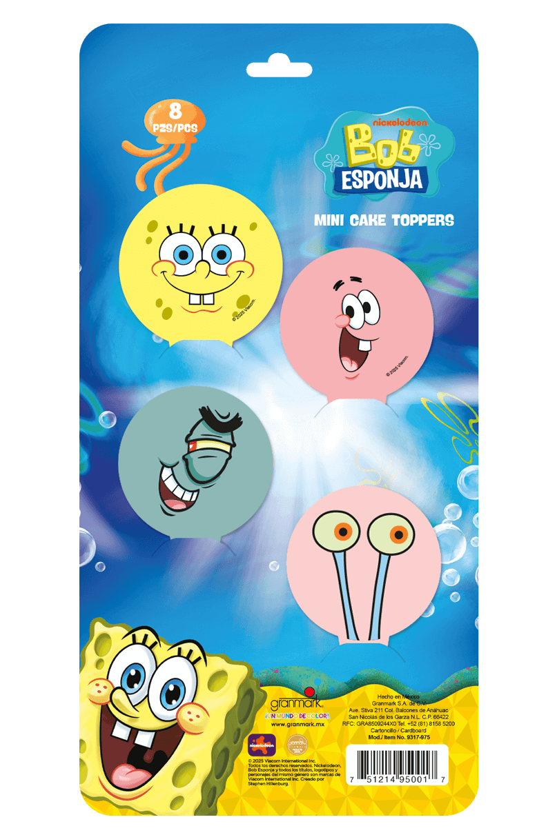 Mini Cake Toppers Bob Esponja C/8 – PartyStore